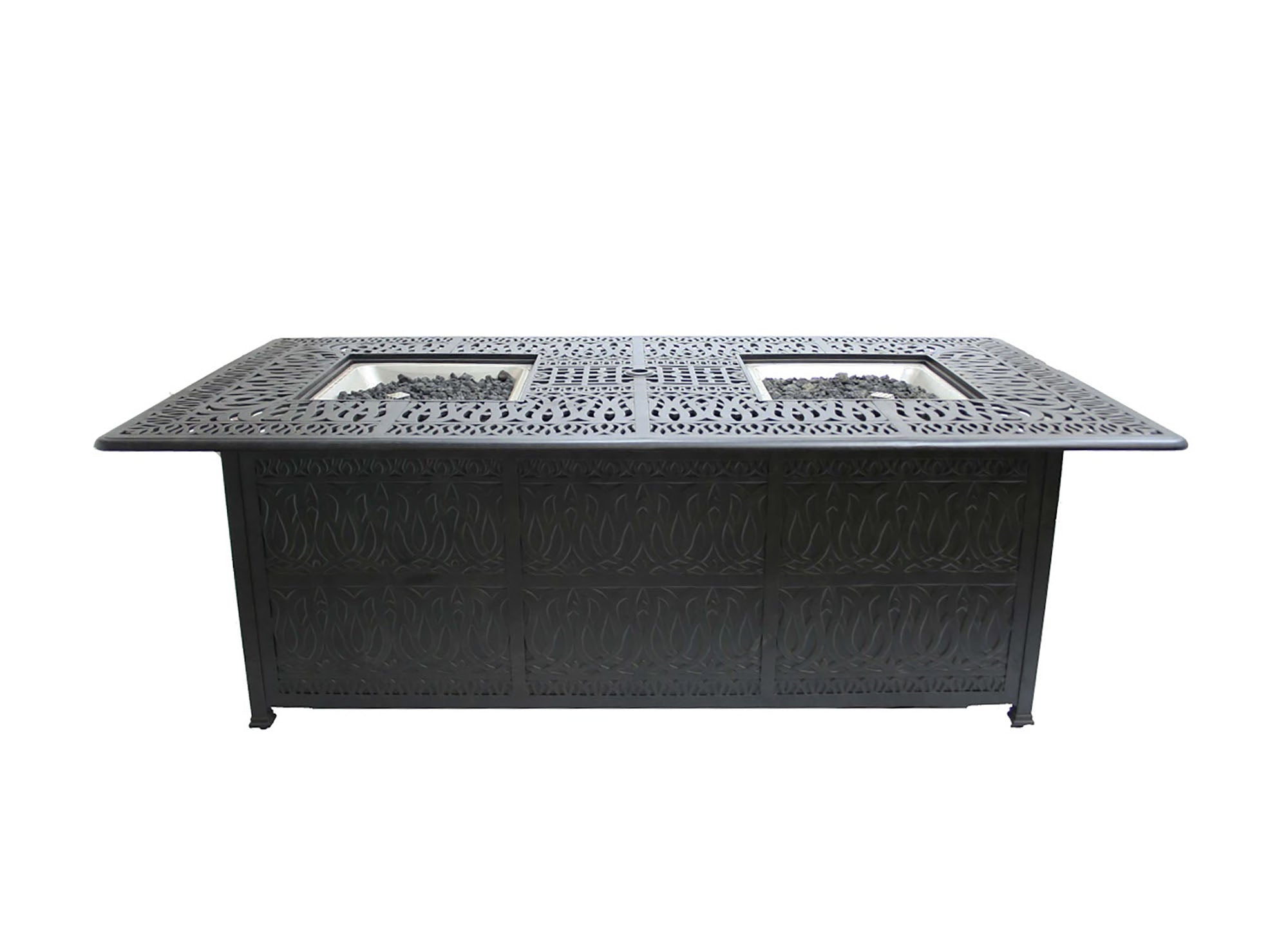 84" x 44" Rectangle Dining Wrap Firepit Table With 2 Burners Signature ...