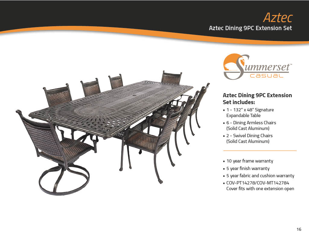 Aztec Dining 9PC Extension Set – Summerset Casual/GatherCraft