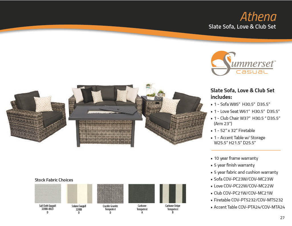 Athena Sofa 5PC Set – Summerset Casual/GatherCraft